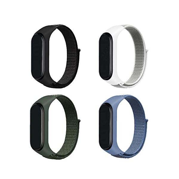 スポーツ曜石黒/白練/松葉/青/4個入り/miband5 miband6 miband7・Color:曜石黒/白練/松葉/青・対応機種バンド [Xiaomi Mi Band 7 | Xiaomi Mi Band 6 | Xiao Mi Ba...
