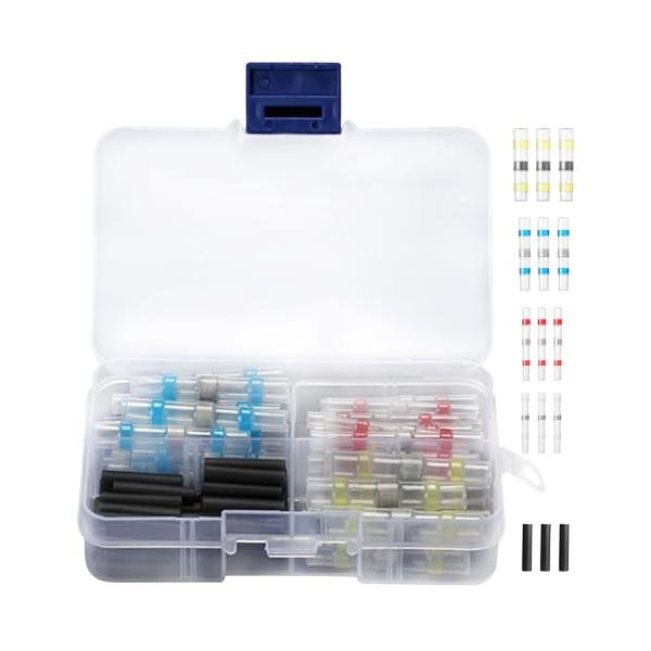 白、赤、青、黄、黒/-/-・製品仕様5色は5つの異なる仕様を表しています。白は26-24AWG、0.25-0.34mm2、赤は22-18AWG、0.5-1.0mm2。青は16-14AWG、1.5-2mm2。黄色は12-10AWG、4.0-5...