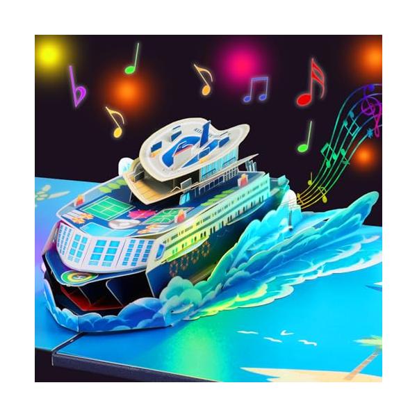 クルーズ。クルーズ船/A5/-・Color:クルーズ船・&amp; - 陽気な「Happy Birthday to You」の曲を自動的に再生します(約 60秒)3Dポップアップクルーズ船を横切って踊る明るいLEDライト付き。 明かりは薄暗...