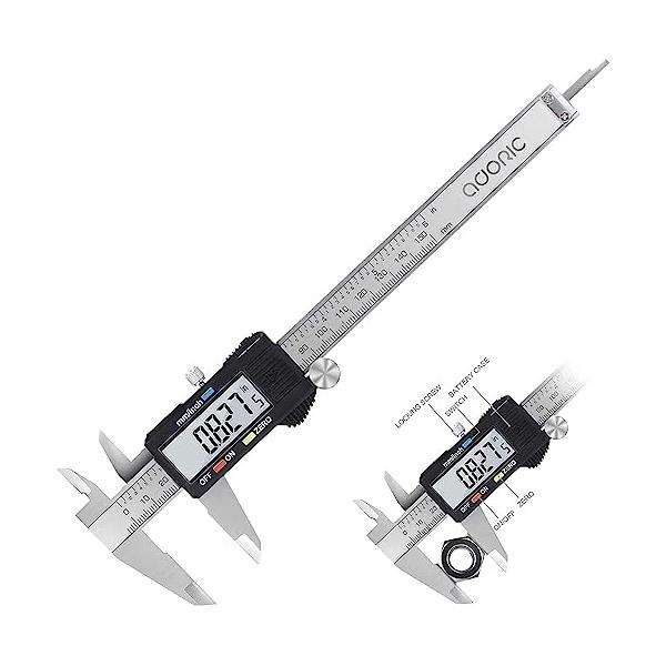ステンレス鋼製デジタルノギスノギスの全体は高度研磨に磨かれた表面、耐久性ステンレス鋼素材を採用しており、強度耐衝撃性に優れています。IP54防水防塵の機能つき、いつでも安心に測定できます。・高精度に拘る0.01〜150.00mm(最小読取値...