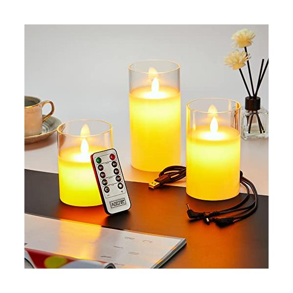 Usb 充電 式ホワイト/L（7.5cm×15cm）、M （7.5cm×12.5cm）、S（7.5cm×10cm）/-・ユニークなデザイン：このフレームレスキャンドルLEDは、本物のワックスでできており、家の装飾、ハロウィーン/クリスマスの...