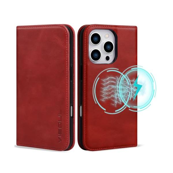 緋色/-/-・Color:緋色・全面保護・携帯ケース対応機種iPhone16Pro(6.3インチ)。対応機種と画面サイズをよくご確認のうえ、ご購入いただけますようお願い致します。手帳型ケースの収納ポケットがあり、会社の入館カードや交通系IC...