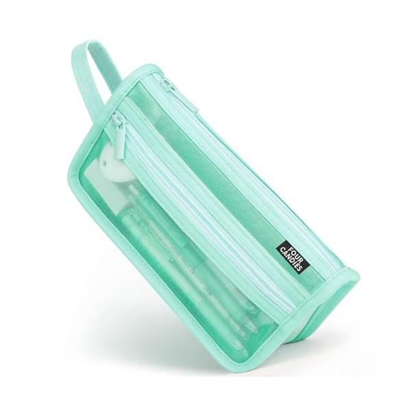 グリーングリーン/-/FC-WSBD-LV_JP・Color:グリーン・大容量＆二重構造筆箱のサイズは8.26*4.33*3.14インチで、90本の鉛筆やペンを圧迫感なく収納できます。オフィスに最適です。・最高品質＆超軽量ペンシルポーチの重...