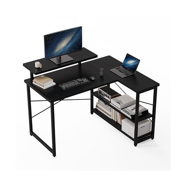 クラシックブラック/-/-・Color:ブラック・商品仕様パソコンデスクとしてはもちろん、ゲーミングデスクとしても使用できるおしゃれなL字デスク。本体サイズ：約幅105×奥行48×高さ75CM 本体重量：約14.5KG お客様組立て品です。...