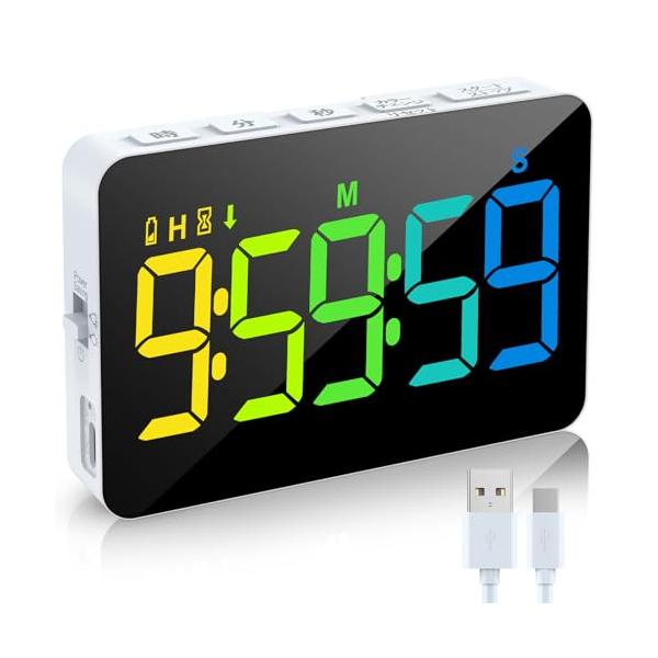 多色/3D x 11W x 7.2H cm/093BS-1・見やすいLED大画面LED大画面タイマーは遠くても画面から正確にはっきり数字を見えます。表示が見やすい大画面タイプ。料理、勉強、スポーツ、仕事などに適しています。・カウントの増減カ...