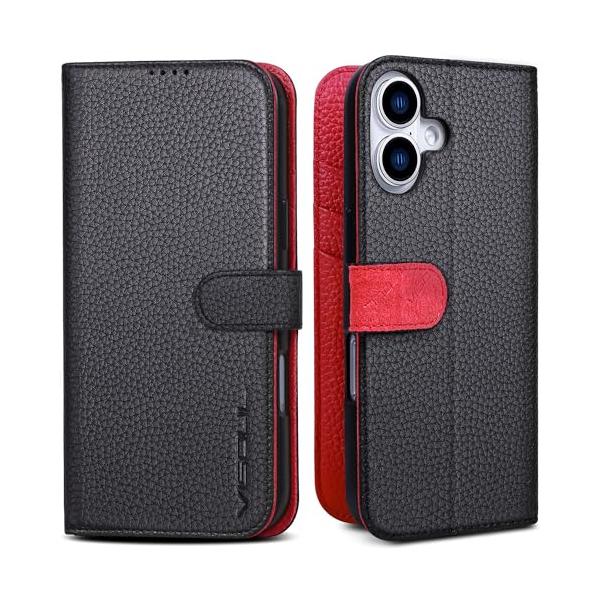 レッド（留め具式）/-/-・Color:レッド（留め具式）・携帯ケース対応、ワイヤレス充電対応：iPhone 16 、6.1インチのみに対応しており、他の型番が併用できません。対応機種と画面サイズをよくご確認のうえ、ご購入いただけますようお...