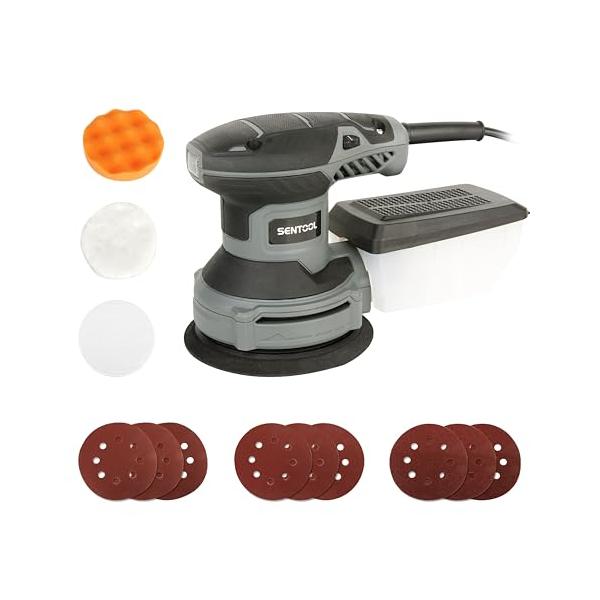 グレー/ランダムサンダー/TRS125・パッケージ個数:1・「多用途作業」回転運動+偏心運動で研削ムラの発生しにくい、ランダムオービットサンダ。木工、金属、プラスチック製品などの研磨作業、自動車のワックスがけ、艶出しなどいろんなシーンでこ、...