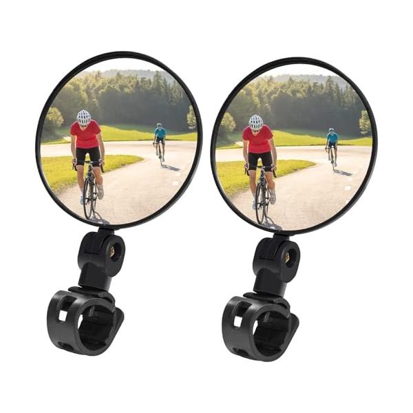円形/-/-・Color:円形・商品仕様：材質：ABS、ラバー、ガラス。鏡直径：8cm、長さ：14cm。 取付対応サイズ：ハンドル内径Φ15?32mm・簡単に着脱が：ゴムバンドのみの固定なので、4段階のサイズ調整がで、自転車バックミラー部分...