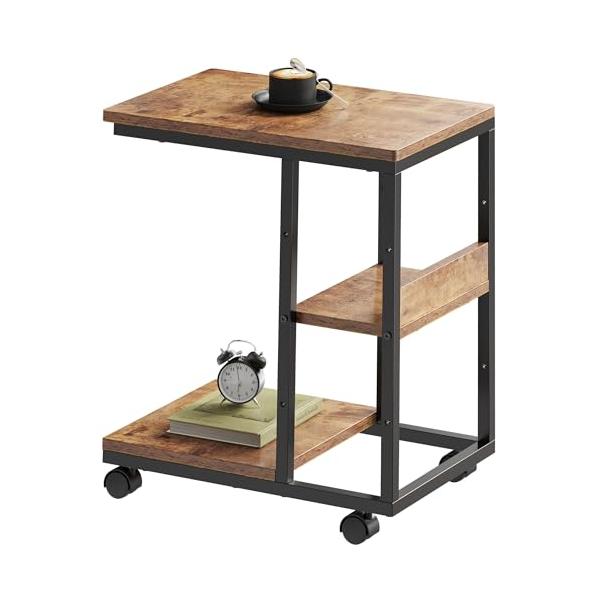 ベッドサイドテーブルピンテージ/幅48cm/BZ101・Size:幅48cmColor:ピンテージ・コ字型テーブルサイドテーブル キャスター付きはコ字型、ソファやベッドの下のスペースに入れ、隙間に差し込んでも使えます。ソファのサイドテーブル...