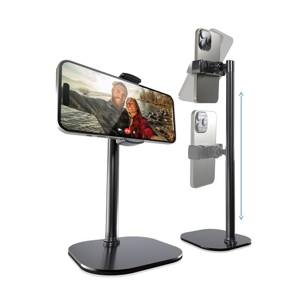 調節な携帯電話スタンドブラック/1-pack/CPR226BLK070・Color:ブラック・パッケージ個数:1・NOW WE'RE TALKING: 顔の高さで通話やビデオコールができる置き型スマホスタンド、FaceTime  Zoom ...