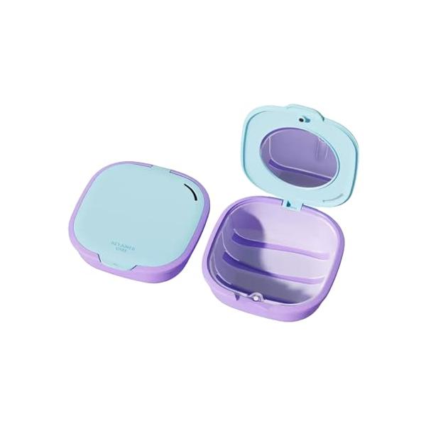 ブルーｘパープル/-/-・Color:ブルーｘパープル・?保管、洗浄と水切りがこれ一つでマウスピースケース は水切りカゴで乾燥させる事ができます。かわいいデザインで男女問わず使いやすい。・?鏡付きで便利外出先などでマウスピースの取外し時にも...