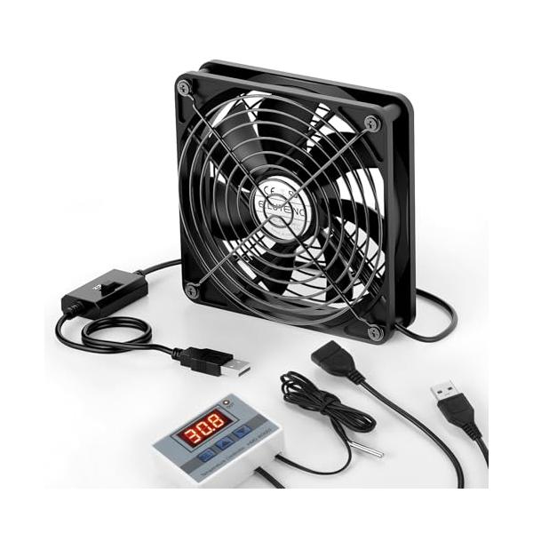 ?典的14CM黒 温度コントローラー付き/-/ELT_THERMOSTAT_UFAN_14CM_BK_1SET・Color:14CM黒 温度コントローラー付き・温度コントローラー付き140mm USBファン当社のUSB冷却ファンにはデジタル...