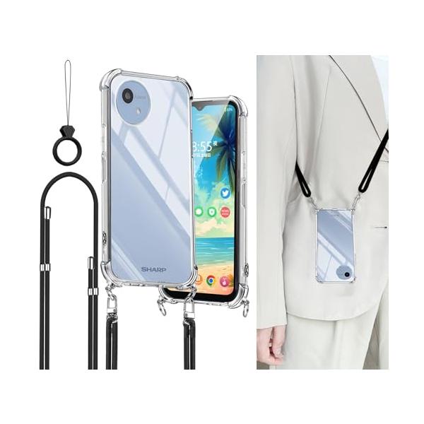 クリア/AQUOS wish4/SMK-CASE-Wish4・Size:AQUOS wish4Color:クリア・携帯ストラップ2枚付き &amp; 両手解放本AQUOS wish4 ケースにはフィンガーストラップとネックストラップが付属し...