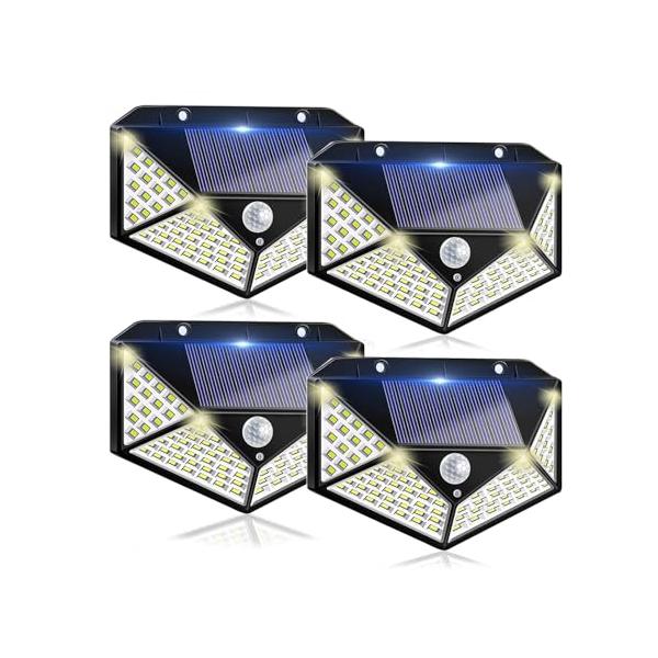 1/4個セット/Solar Light04・Size:4個セット・テラス・デッキライト・2025最新進化版が新登場！100高輝度LEDチップに進級して、4面に同時照射でき、270°の照明角を達します！発光効率が向こうだけではなく、ライトの発...
