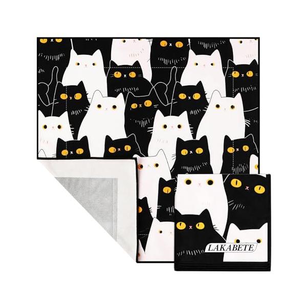 12 Black and White Cats/50cm/LAKA001・Color:12 Black and White CatsSize:50cm・[ピタッとくっつく保冷温クロス] 高密度構造の特殊な生地で作られており、内側のアルミコー...