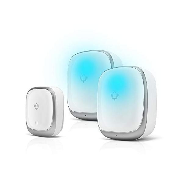 1T2ホワイト/1送信機+2受信機/-・Size:1送信機+2受信機Color:ホワイト・パッケージ個数:1・７色の光と38曲の音で呼び出し玄関チャイムの発信機を押せば、呼出し音が鳴ると同時に、7色のLEDランプが点滅してお知らせします。老...