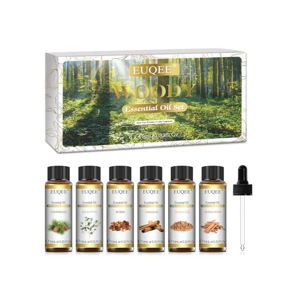 ScentName:ウッド系・「6種アロマオイルセット」：ユーカリ/シダーウッド/サンダルウッド/フランキンセンス/シナモン/ミルラの6本エッセンシャルオイルセットです。さまざまな香りを楽しんだり、エッセンシャルオイルを組み合わせて好きな香...