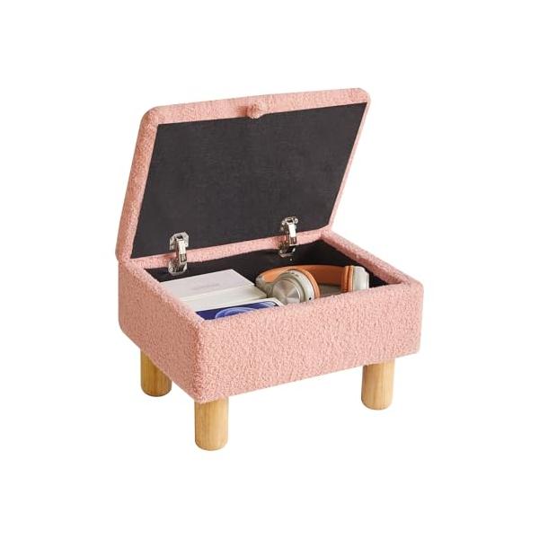 ミニマリストテディピンク/フリーサイズ/-・Color:テディピンク・高品質素材：この収納スツールはスタイリッシュなテディベルベット風の外観と無垢材の脚を採用し、スツールの安定性と耐久性を確保している。二重層の生地と高反発スポンジを組み合わ...