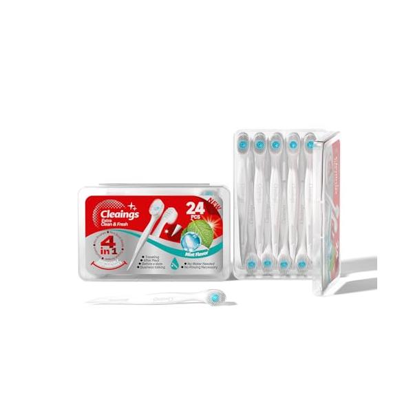 ミント味/Medium/CDZYQ-Mint-1P-JP・FlavorName:ミント味NumberOfItems:1・4-in-1オールインワン歯ブラシ：1本に、高密度ソフトブラシ・水不要の内蔵ハミガキビーズ・舌クリーナー・歯間クリーナー...