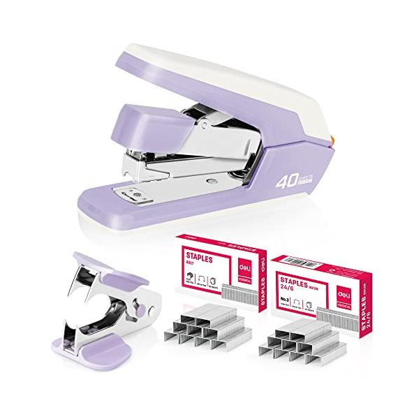モダンパープル/50枚とじ/ホチキス・Color:パープルSize:50枚とじ・1500本ステープル＆リムーバー付き！すぐに使える充実セット本商品にはたっぷり使える1500本のステープル針と便利な**リムーバー（起針器）**が付属。届いてす...