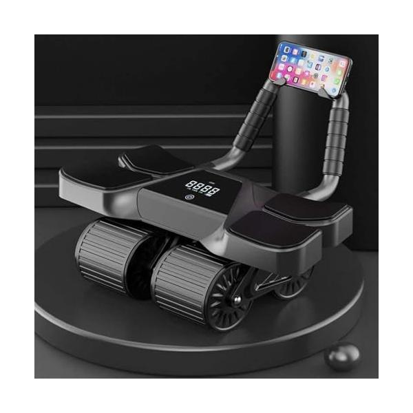 アブローラーブラック；タッチパネル対応の液晶ディスプレイ付き/-/-・Color:ブラック；タッチパネル対応の液晶ディスプレイ付き・??運動データが一目瞭然この腹筋ローラーには液晶ディスプレイが搭載されており、リアルタイムで回数、時間、消費...