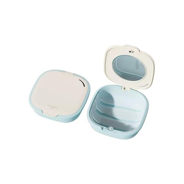 ベージュｘブルー/-/-・Color:ベージュｘブルー・?保管、洗浄と水切りがこれ一つでマウスピースケース は水切りカゴで乾燥させる事ができます。かわいいデザインで男女問わず使いやすい。・?鏡付きで便利外出先などでマウスピースの取外し時にも...