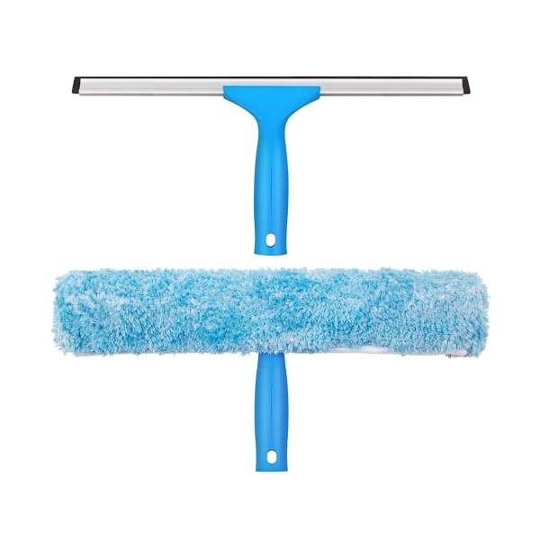 ウィンドウスクイージーとマイクロファイバーウィンドウウォッシャーブルー/35cm/SJ21578・Size:35cm・パッケージ個数:1・便利な窓拭きセット：幅35cmのスクイージー1本＋マイクロファイバーワッシャ1本。・天然ゴム刃が付いた...