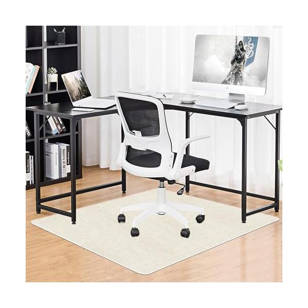 アイボリー/約140x100cm/-・Size:約140x100cmColor:アイボリー・騒音対策、床暖房対応4 mmの厚さでキャスターをマットキャスターの動きのノイズを効果的に吸収・低減し、床を保護する、チェアマット 吸音，大きなキャス...