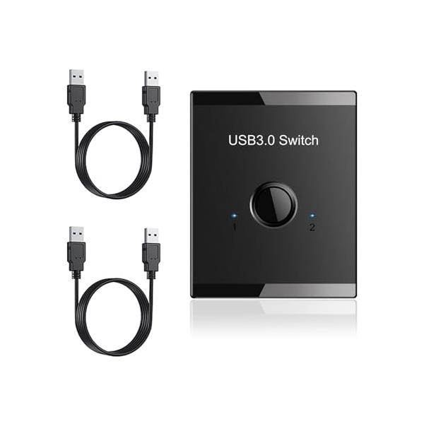 USB3.0ケーブル2本付き/-/-・Color:USB3.0ケーブル2本付き・USB切り替え機PC2台用：USB切替機は、プリンタ、マウス、キーボード、外付けハードディスク、ハブなどのUSB 3.0ポートを2台のパソコンで共有したり、1台...