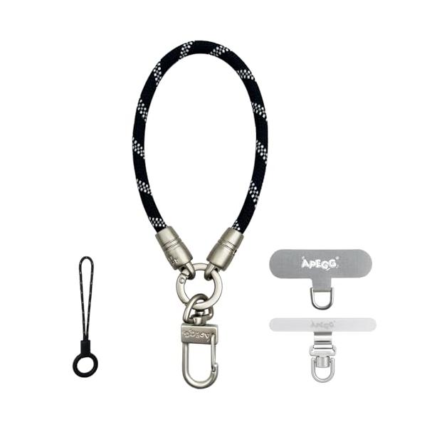 クラシックブラック/ホワイト/30CM/APE16・Color:ブラック/ホワイト・高品質ポリエステル素材：スマホ ストラップ 手首は、優れた耐摩耗性、軽量で速乾性、シワに強い特性を持つ一流のポリエステル素材を採用しており、製品の耐久性を確...