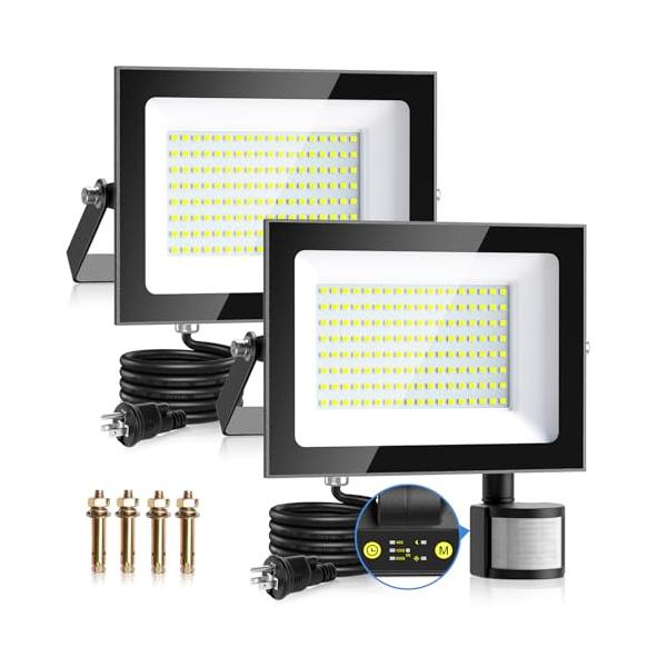 超高輝度80W人感センサーライト・昼光色・点灯時間調整・稼働モード調整昼光色/80W 2個セット/FLB080/80W・Color:昼光色Size:80W 2個セット・?2025年新版最新高輝度80W LED人感センサーライト・明るい・長寿...