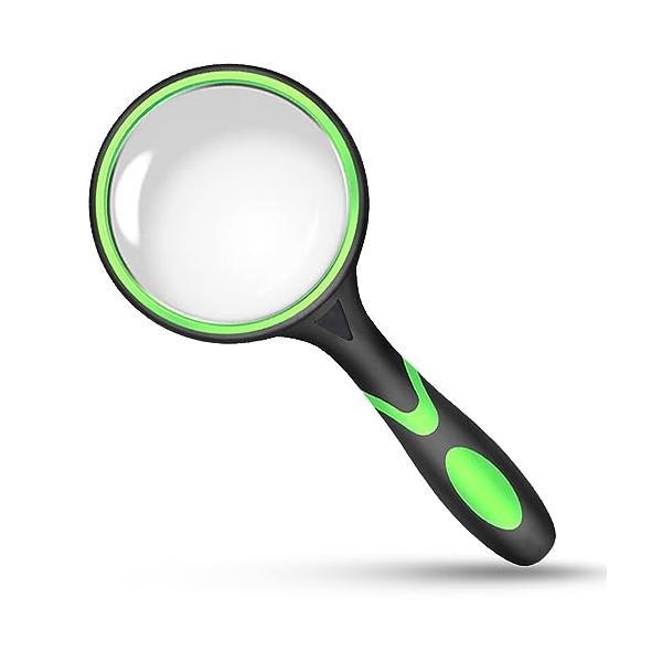 グリーン/50ｍｍ/FDJ・Size:50ｍｍ・手持ち拡大鏡詳細サイズ：135mm(長)*60mm(幅)*15mm（厚さ）、グラス直径：50mm、生地：ゴム＋グラス＋PP、倍率：10倍・画像変形しにくい、防水防衝撃当拡大鏡が丸グラスを使わず...