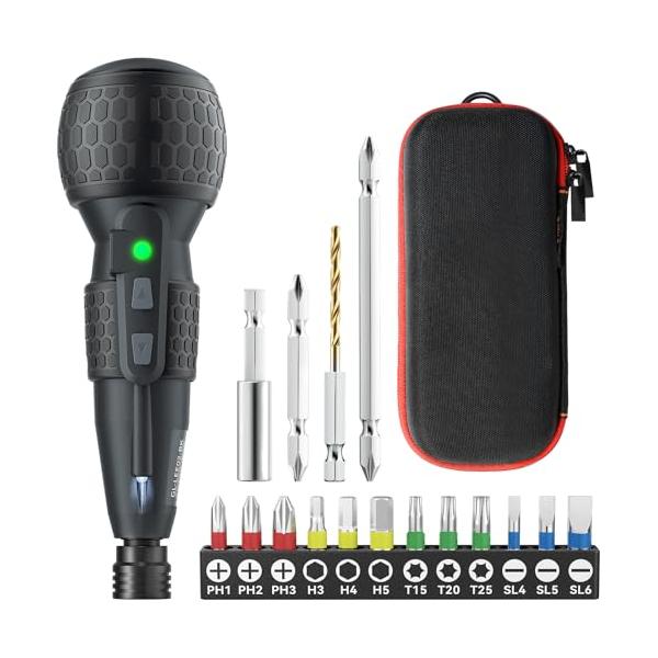 ブラック-収納ケース付き/-/-・Color:ブラック-収納ケース付き・?2025バージョンアップ版！16点ビットセット・収納ケース付き新たに進化した16点ビットセット！ビット12個、延長ビット1本、両頭ビット2本、D2.5ドリルビット1本...