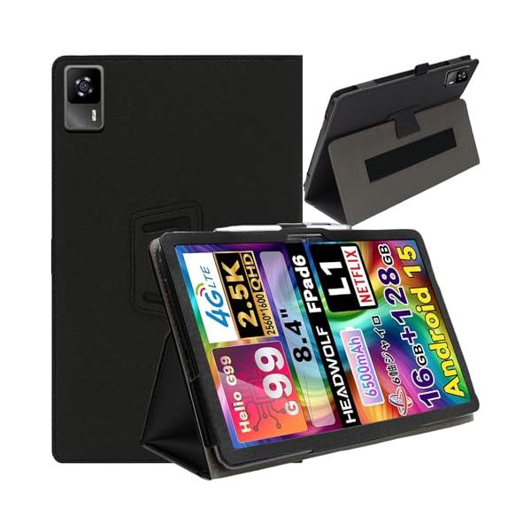 ブラック/Headwolf FPad6/-・Size:Headwolf FPad6Color:ブラック・Headwolf FPad6/FPad7/Alphawolf APad2 タブレットケース 8.4インチ専用設計：Android 15 ...