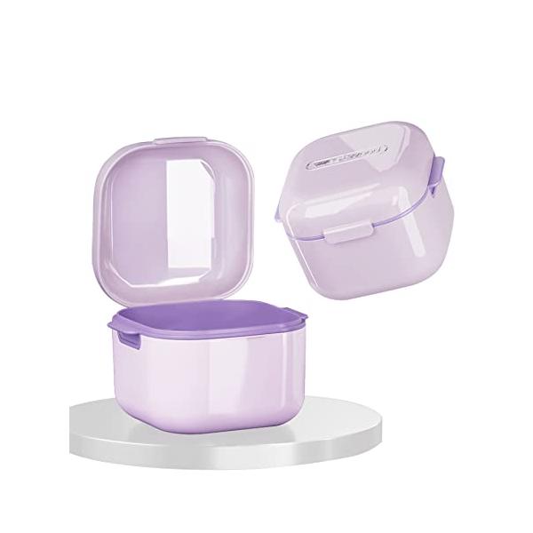 パープル/大/-・Color:パープル・?? 耐久性の高い素材 入れ歯ケースは長くお使い頂けるように頑丈な食器などに使われるABS素材を使い耐久性の高い作りです。・?? 入れ歯を清潔に安全保管・使用簡単パカッと開いてカチッとしまります！入れ...