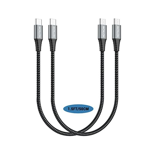 [USB C to Micro USB ケーブル]: 短い USB C to micro ケーブル 0.5m。 USB c - マイクロ USB ケーブルのみ。 マイクロUSBからUSB Cへのケーブルではありません。・同梱物5cm×2個 ...