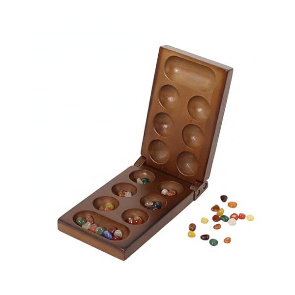 マンカラ/ワンサイズ/-・Color:マンカラ・マンカラ サイズ: 約16×9.5×3.2cm、マンカラゲーム セット内容：ボード×1、マンカラ 石×48個。・Mancalaボードゲームの材質：マンカラゲーム竹製（ホード），天然石；カラー：...