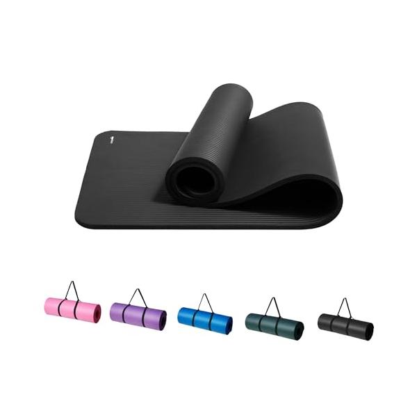 ブラック/-/YM2001・Color:ブラック・パッケージ個数:1・素材NBR (ニトリルブタジエンゴム)。軽量で丈夫な耐久性のあるフォームで作られています。・厚さ 12mmクッション性のある極厚マットです。・キャリーストラップ付持ち運び...