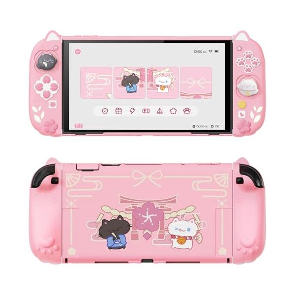 Modernピンク/小型/HFQNTM001・Color:ピンク・パッケージ個数:1・和風猫の特別デザイン幸運と絆を象徴する着物姿の双子猫で本体を華やかに演出。舞い散る桜の花びらや神社モチーフが、春祭りの雰囲気を可愛く再現。ご注意：Swit...