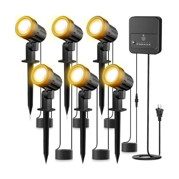 ACコンセント式ガーデンライト・6灯式・電球色・24時間点灯モード・夜間点灯モード・タイマー機能電球色2700K/6灯式/DY035A-1205・Color:電球色2700KSize:6灯式・★新登場のコンセント式LEDガーデンライト・省エ...