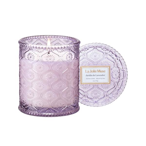 アールデコラベンダーの庭/170g/-・ScentName:ラベンダーの庭Size:170g・MAELYNコレクション：古代の庭園やヨーロッパの邸宅に着想を得た、エレガントなガラスキャンドル。繊細なフローラル模様のエンボス加工が施され、温か...