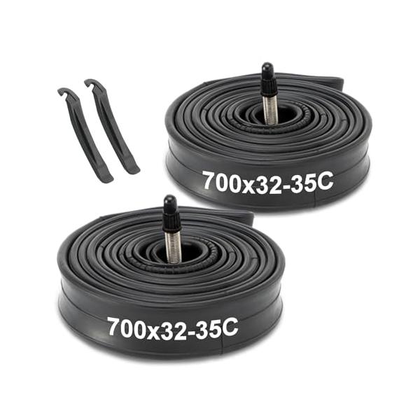 ブラック/700x32C-35C/-・Color:ブラックSize:700x32C-35C・[セット内容]：チューブ2本(タイヤレバー付き)。・[サイズ]：700cロードバイク用チューブ（タイヤサイズ700x32-35c対応）。48mmロン...