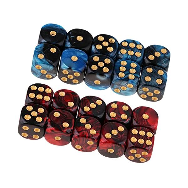 ブルー ブラック+レッドブラック/16mm/-・Color:ブルー ブラック+レッドブラック・20個 6面多面体D6ダイス16mmダブルカラーサイコロゲームダイス・耐久性と耐久性のあるアクリル材質で作られています。・ダンジョンズアンドドラゴ...