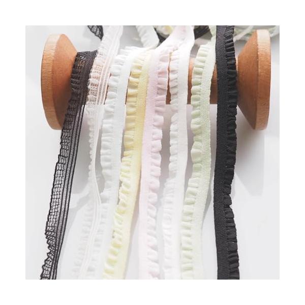 多色/6mm/-・★素材：ナイロン系。幅：約6mm。長さ：8種類各2 m、合計16 m。色:ブラック、ホワイト、ピンク、グリーン、イエロー、ブルー。・★とても可愛くてきれいです：6mm弾力性のレース、とても可愛くてきれいです。各種のおもちゃ...