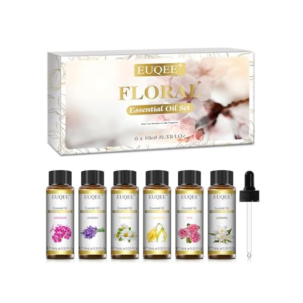 -/10ml× 6本セット/-・FlavorName:フローラル系Size:10ml× 6本セット・「6種アロマオイルセット」：ラベンダー/ローズ/イランイラン/ジャスミン/ゼラニウム/カモミールの6本エッセンシャルオイルセットです。さまざ...
