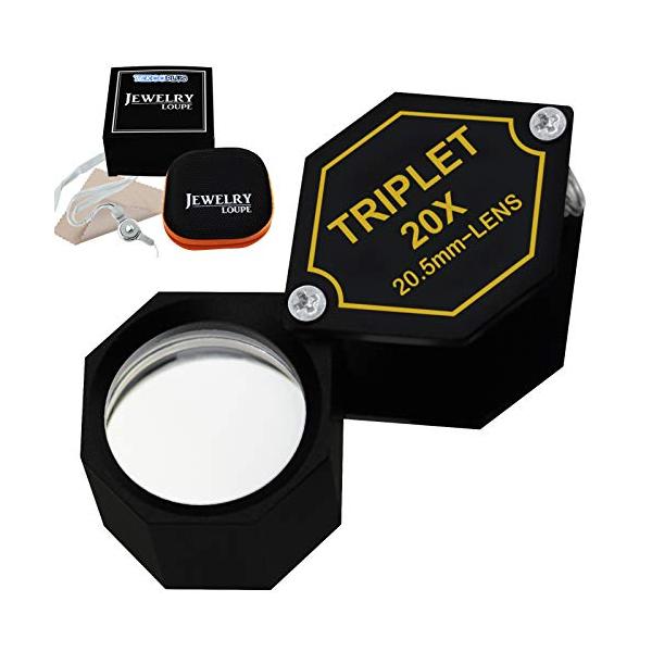 20倍の倍率20.5mm/-/-・パッケージ個数:1・倍率：20倍、レンズ径：20.5mm、光学ガラス・トリプレットレンズ：球面と色収差を補正するためにトリプレットルーペ（3枚のレンズ）を接着し、色の劣化や広い視野のあらゆる部分を鮮明に焦点...