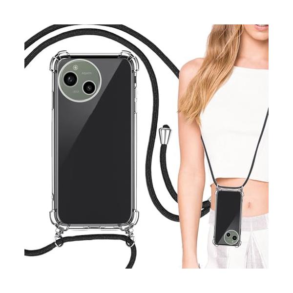 クリア+黒いストラップ/?AQUOS R9/AQUOS R9R10SH-51EA401SHSH-51F・Size:?AQUOS R9Color:クリア+黒いストラップ・素材高品質のクリアTPU素材を採用し、心地良い触感で、優れた柔軟性を持ち...