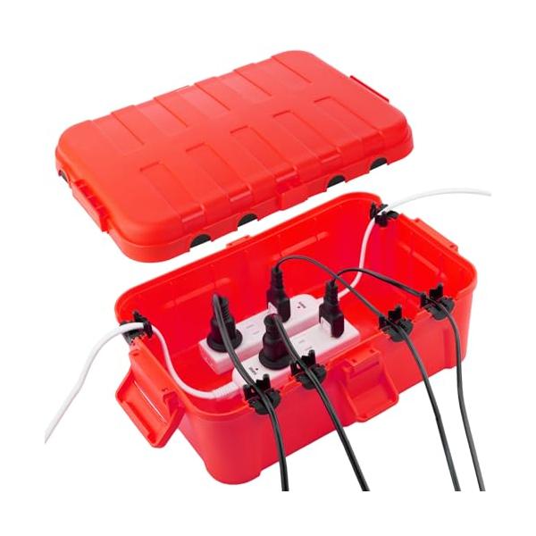 インダストリアルレッド/-/-・Color:レッド・アップグレード設計：この超大型屋外用耐候性ボックスは、大きな寸法と6つのケーブルエントランスを備えており、屋外の電気機器の接続をほぼすべて保護します。ロックな4つのラッチとソフトゴムシール...