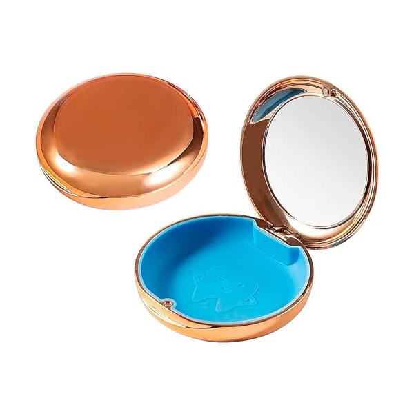 多機能なリテーナーケースシリーズ 持ち運び便利で、口腔ケアと自信をサポート！円形 ゴールド/-/XL-0090・スリムでスタイリッシュ 薄型でファッショナブルなデザインのマウスピースケースです。サイズは8.7 x 8.7 x 2.7 cm、...