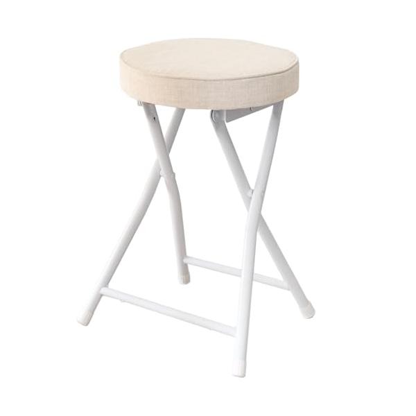 スツールベージュ/スツール/OTC-47・パッケージ個数:1・商品サイズ(cm):幅約33×奥行約30×高さ約46折りたたみ時:幅約33×奥行約10×高さ約67・材質:張地:ファブリック、合板、ウレタン、スチール・耐荷重:約80kg・備考:完成品